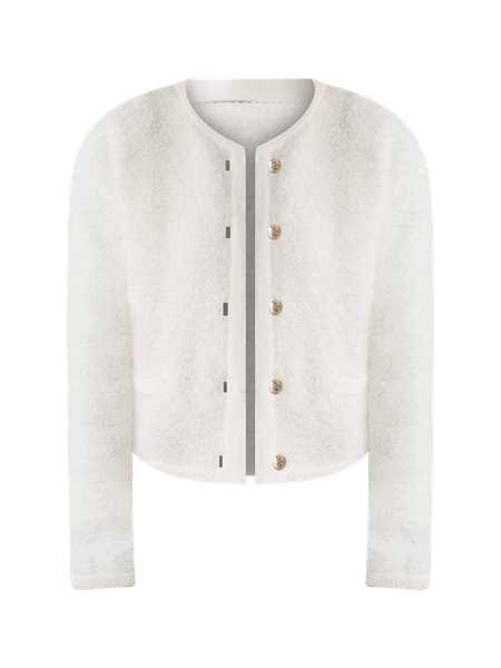 Boucle Textured Trim Sweater Jacket Boucle Textured Trim Sweater Jacket